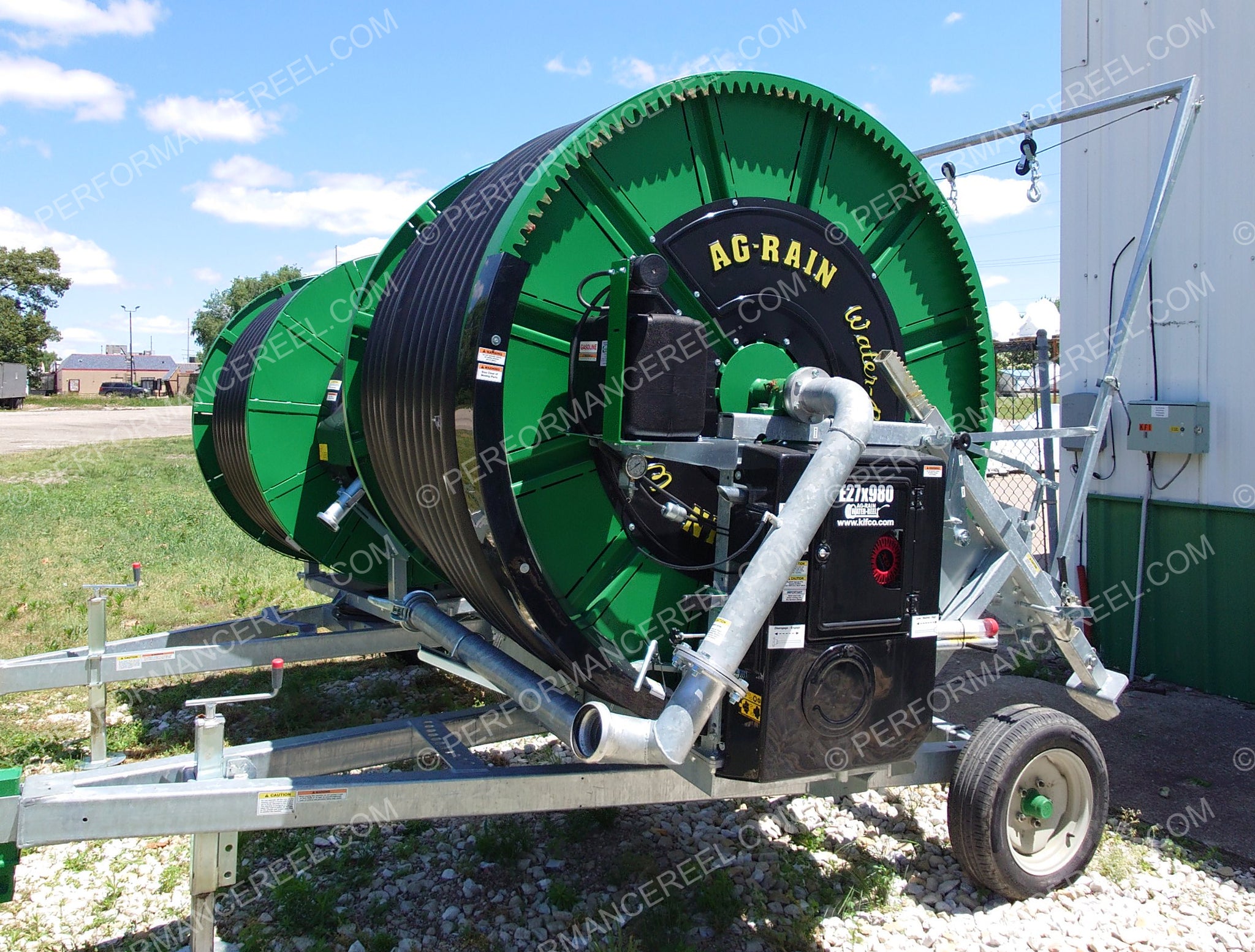 Kifco E27 X 980 Ag-Rain Water Reel With Nelson SR100 2.7" ID x 980' Le ...